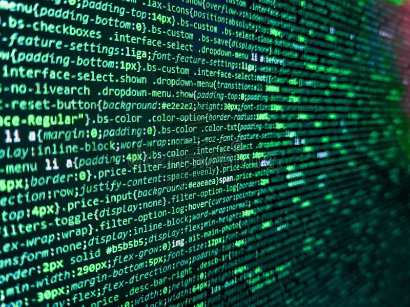 Programming Code Abstract Screen Of Software Developer Developing Programming Binary Code Stock