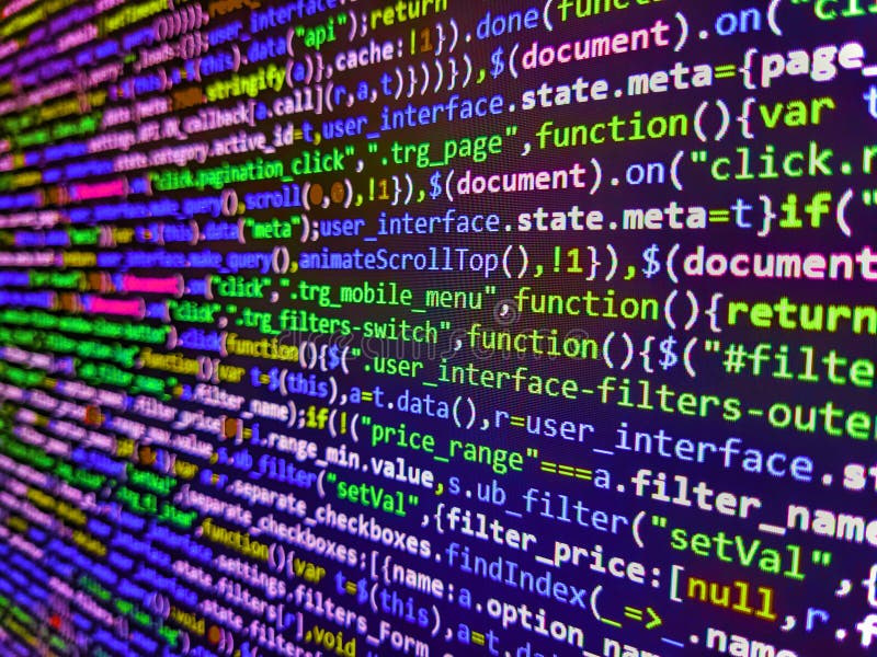 Programming Code Abstract Screen Of Software Developer Laptop Screen Show Abstract Computer
