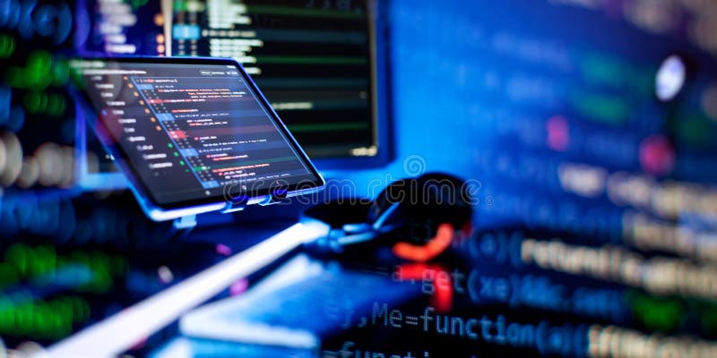 Programming Code Abstract Screen Of Software Developer Working Atmosphere Of A Programmer At