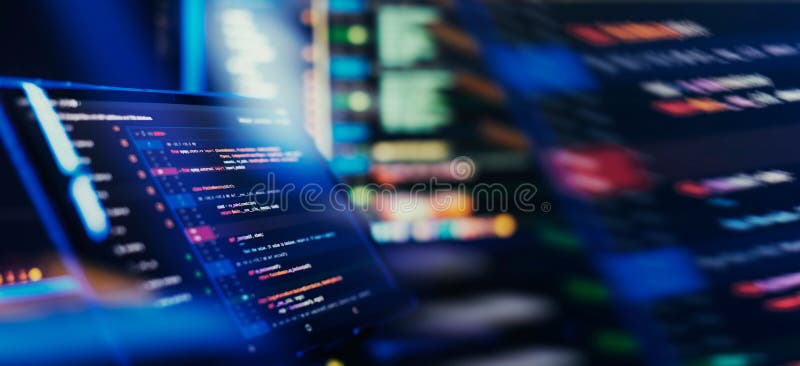 Programming Code Abstract Screen Of Software Developer Working Atmosphere Of A Programmer At