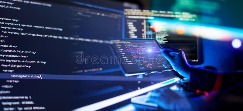 Programming Code Abstract Screen Of Software Developer Working Atmosphere Of A Programmer At