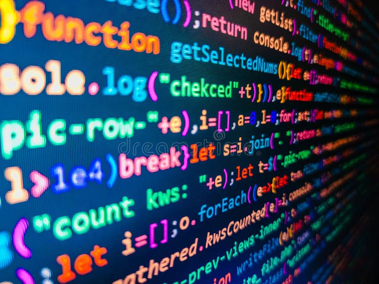 Programming Code Abstract Technology. Developer Working on Program Codes in Office Stock Image ...