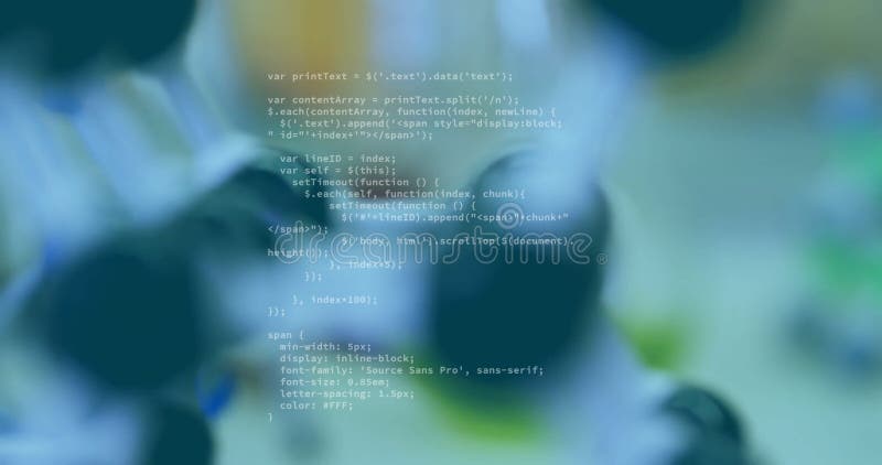 Programming Code Animation Over Blurred Molecular Structure in Scientific Background Stock Video ...