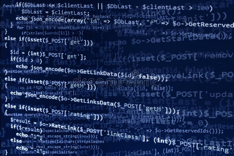 Programming Code on Blue Screen, Blue Text Stock Photo - Image of ...