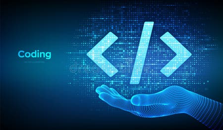 Programming Code. Coding or Hacker Sign. Programming Code Icon Made with Binary Code in ...