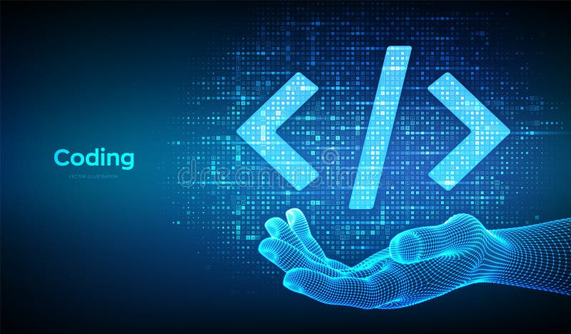 Programming Code Coding Or Hacker Sign Programming Code Icon Made With Binary Code In