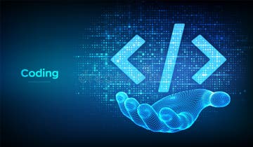 Programming Code. Coding or Hacker Sign. Programming Code Icon Made with Binary Code in ...