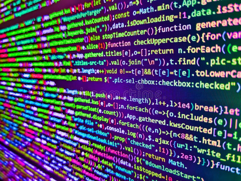 Programming Code On Computer Monitor Art Design Website Digital Page Closeup Of Java Script