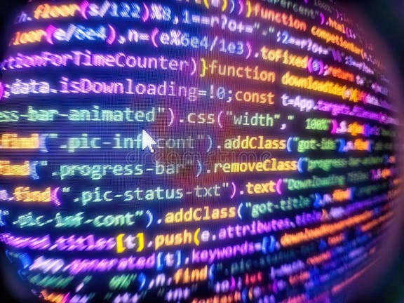 Programming Code on Computer Monitor. Monitor Photo. Front-end Applications in the Color Concept ...