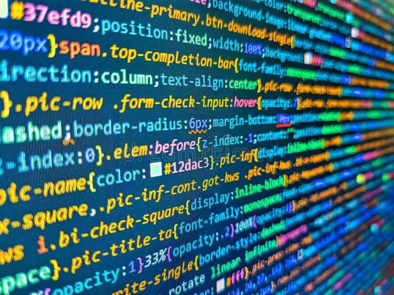 Programming Code on Computer Screen. Abstract Computer Script Code ...