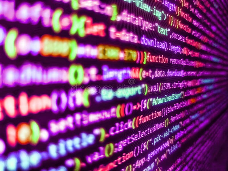 Programming Code On Computer Screen Template Of Website Selective Focus Script Procedure