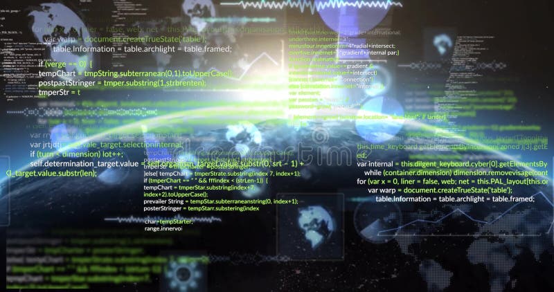 Programming Code and Data Processing Animation Over Earth from Space Stock Footage - Video of ...