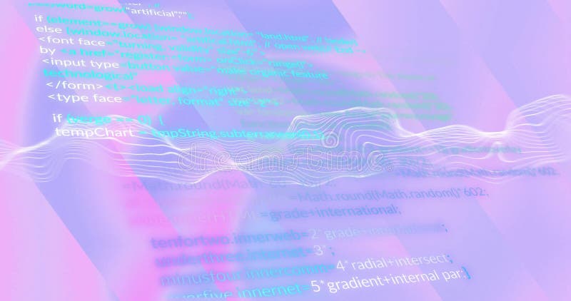 Programming Code and Data Wave Image Over Abstract Purple Background ...