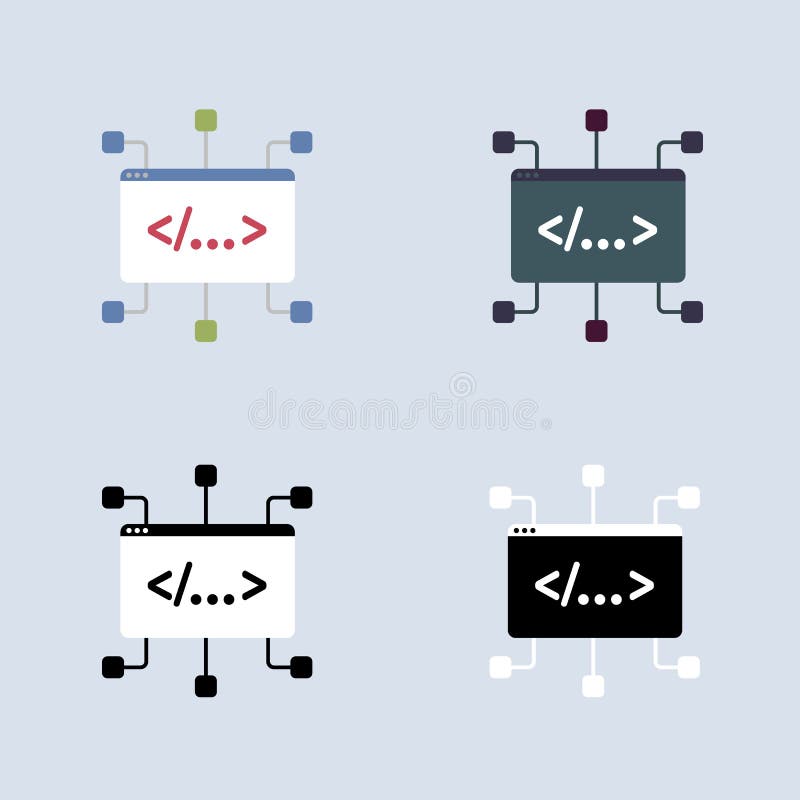 Programming Code Flat Vector Icon Set. Isolated Coding and Programming ... Programming Code Flat Vector Icon Set. Isolated Coding and Programming ...