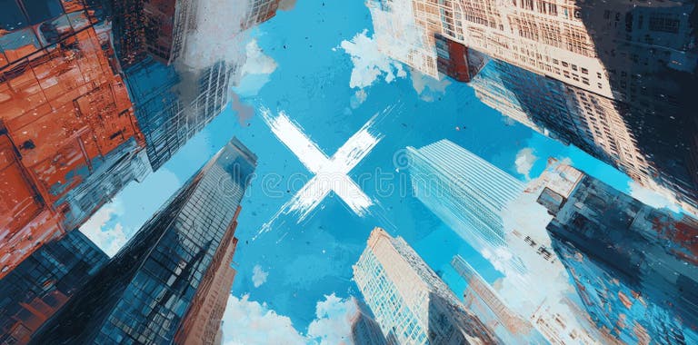 Programming Code in Glowing Abstract Form on Blurry City Background ...