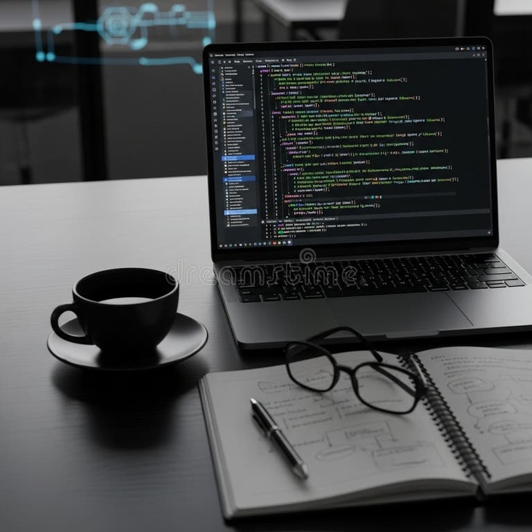 Programming Code on Laptop Screen - Software Development and Technology Concept Stock ...