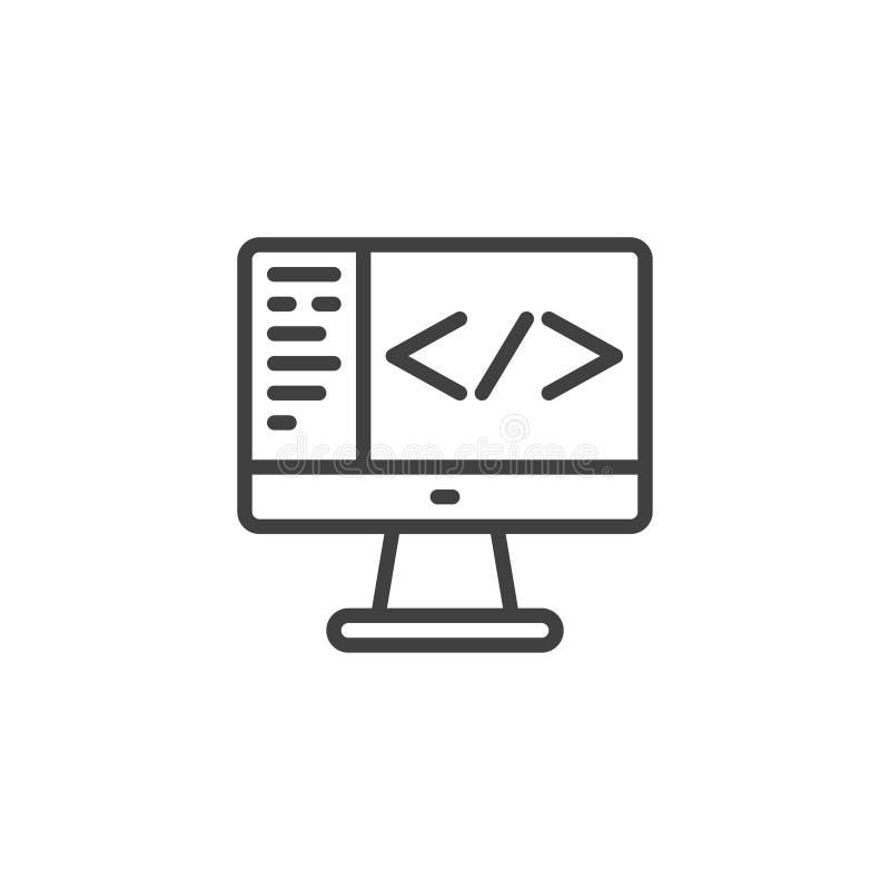 Programming Code line icon stock vector. Illustration of pixel - 307082518