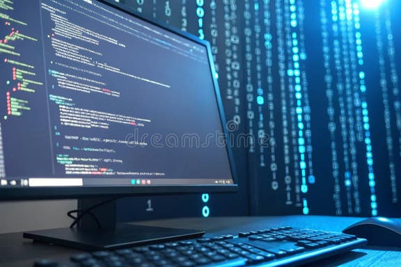 Programming Code and Matrix Technology Concept Stock Illustration - Illustration of systems ...