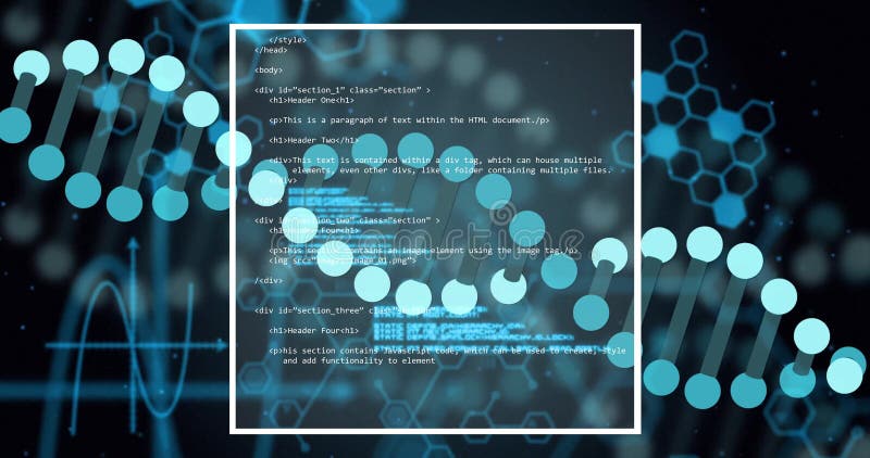 Programming Code And Molecular Structure Image Over Digital Interface