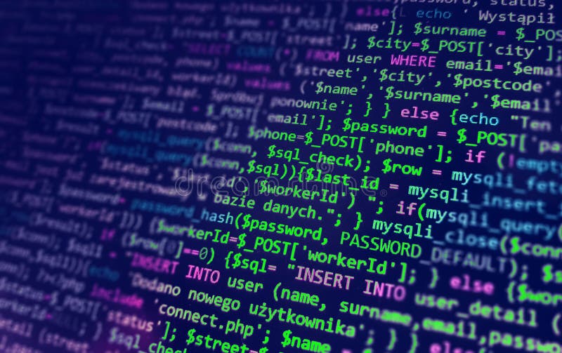 Programming Code on Monitor Screen. Developer Work. Abstract Background ...