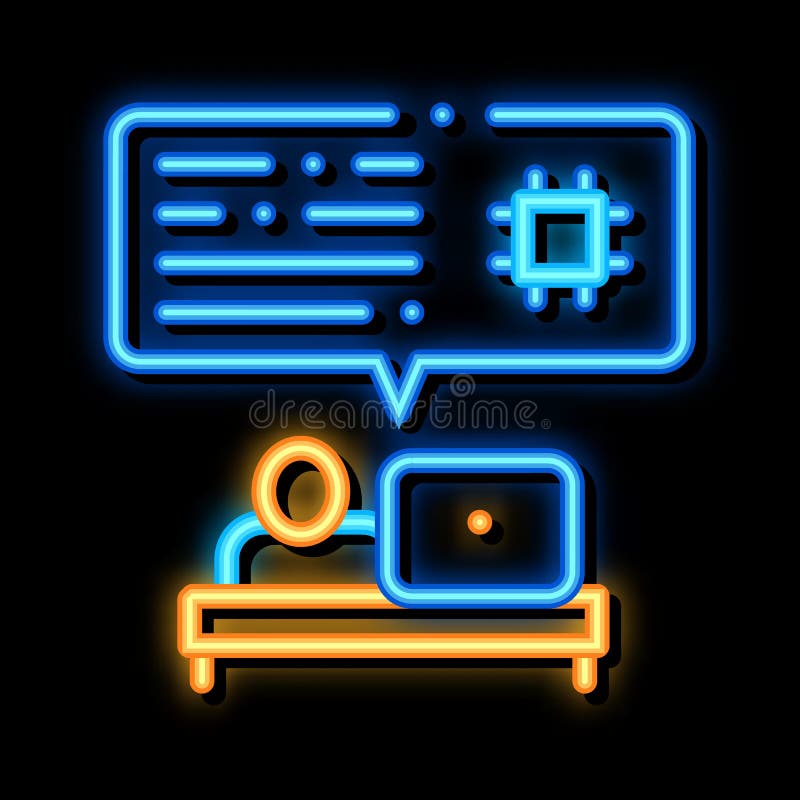 Programming Code Neon Glow Icon Illustration Stock Vector ...