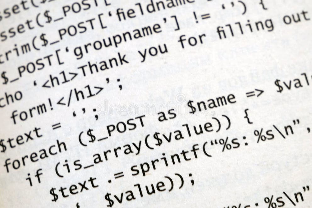 Programming Code on Paper Book. Software Development Concept Stock ...