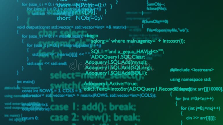 Programming Code. Programming Language Strings. Coding. 3D Render. Stock Illustration ...