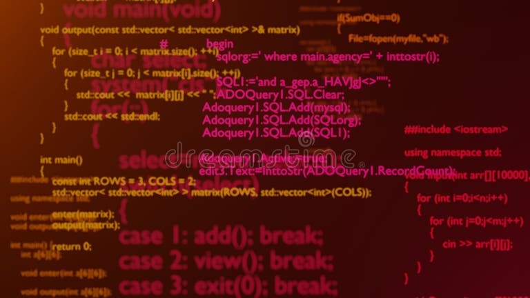 Programming Code. Programming Language Strings. Coding. 3D Render. Stock Illustration ...