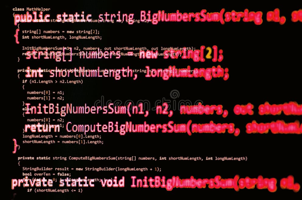 Programming Code - Red Color, Written in C Language Syntax Stock Image ...