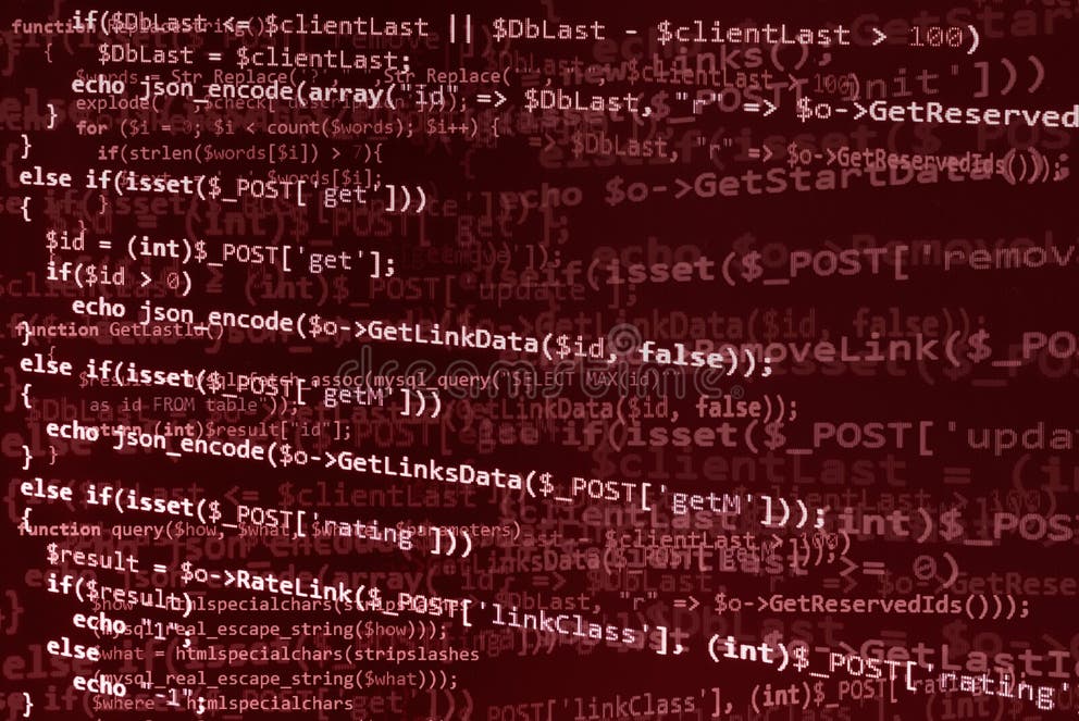 Programming Code on Red Screen, Red Text Stock Image - Image of display ...