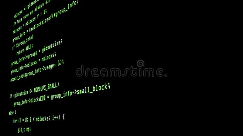 Programming Code Running Down A Computer Screen Terminal Stock Video