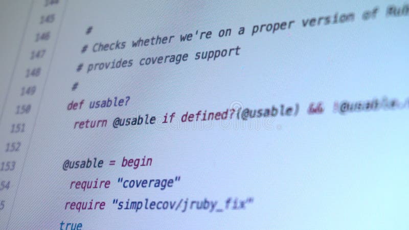 Programming Code Running Down A Computer Screen Terminal Stock Video