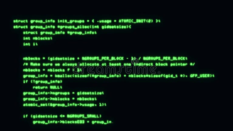 Programming Code Running Down a Computer Screen Terminal. 3d ...