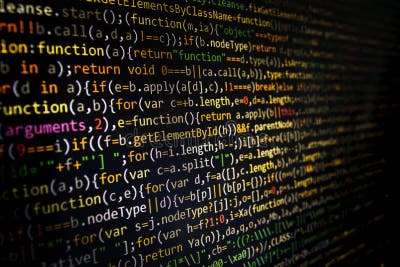Programming Code Screen of Software Developer. Computer Stock Image ...