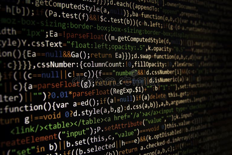 Programming Code Screen of Software Developer. Computer Stock Photo ...