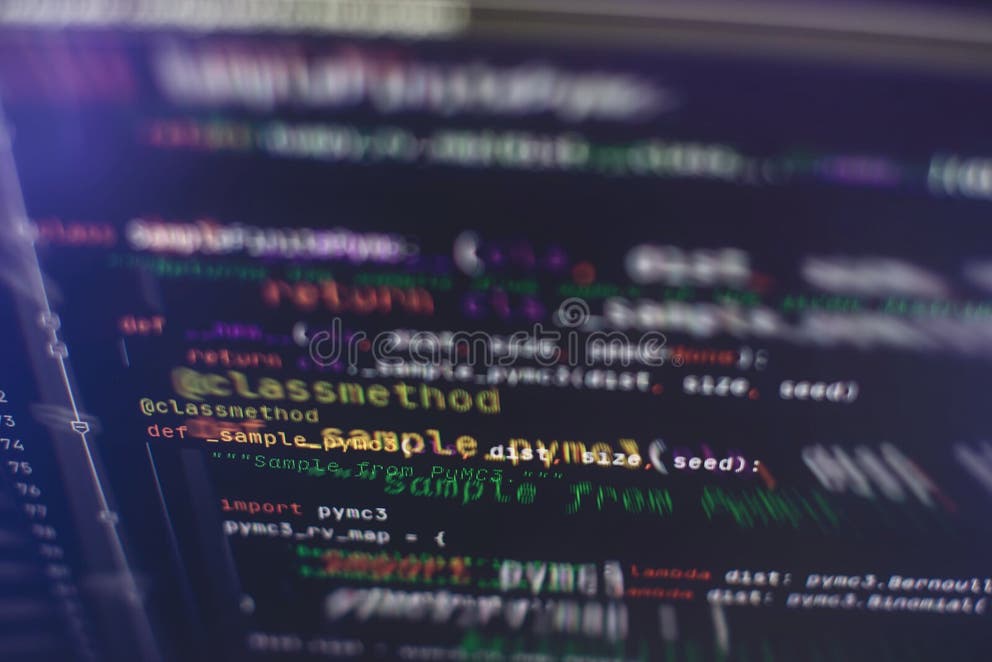 Programming Code Screen of Software Developer. Software Programming Work Time. Code Text Written ...