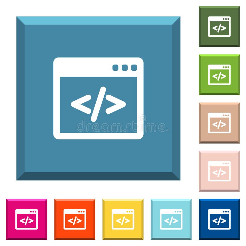 Programming Code in Software Window White Icons on Edged Square Buttons ...