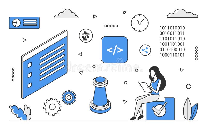 Programming code solution stock vector. Illustration of wireframe ...