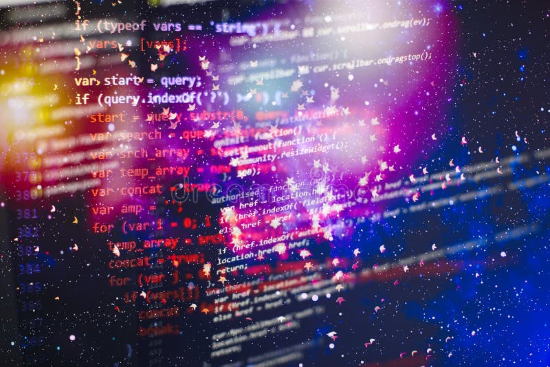 Programming Code Typing Source Code Close Up Programmer Working On Computer Screen Real