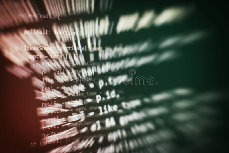 Programming Code Typing Source Code Close Up Programmer Working On Computer Screen Real