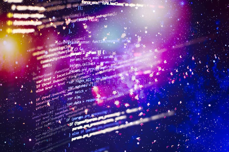 Programming Code Typing Source Code Close Up Programmer Working On Computer Screen Real