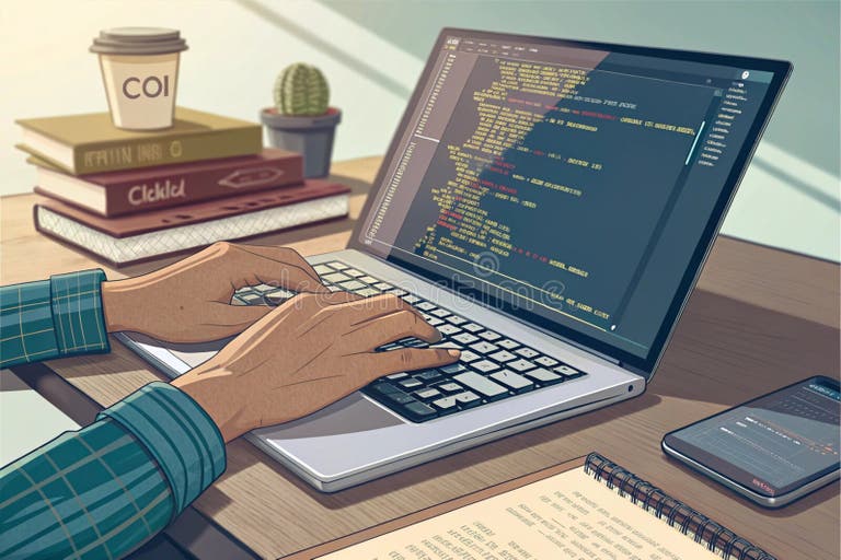 Programming Code Writing, Software Coding Developing, Hands Typing Computer Script - Generated ...