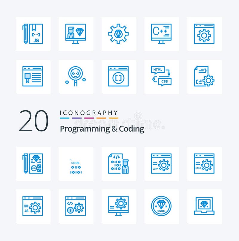 20 Programming And Coding Blue Color Icon Pack Like Develop Browser Development Programming