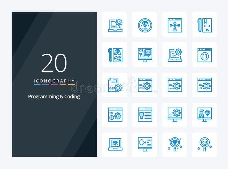 20 Programming and Coding Blue Color Icon for Presentation Stock ...