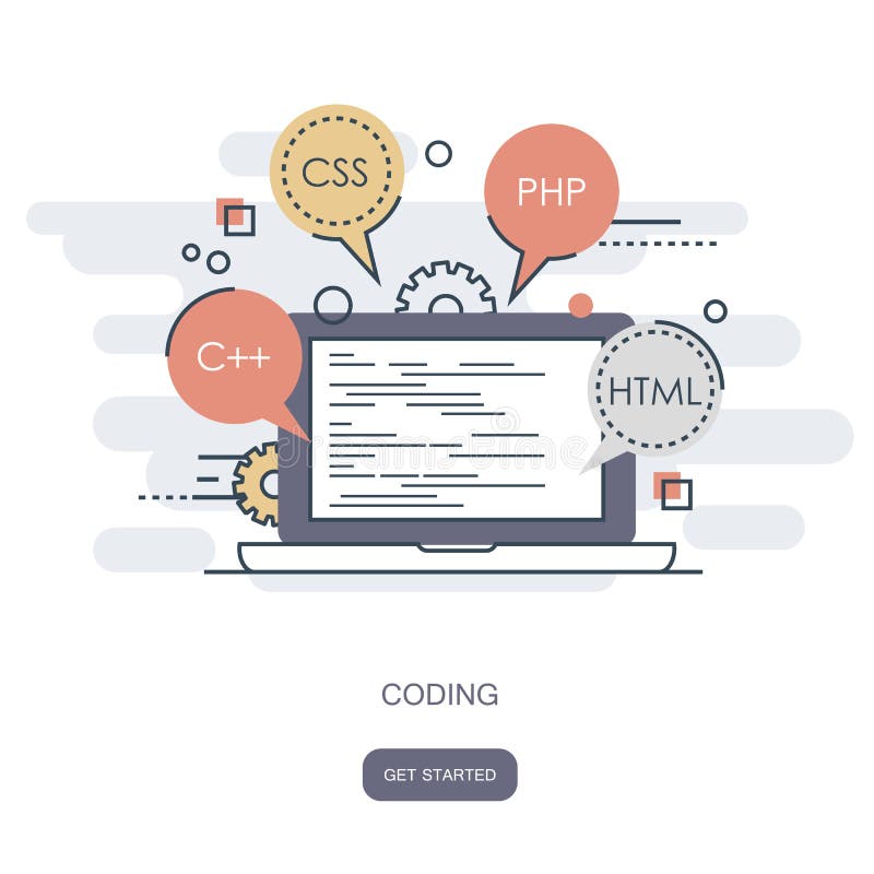 Coding Websites To Modern Responsive Electronic De Stock Vector ...