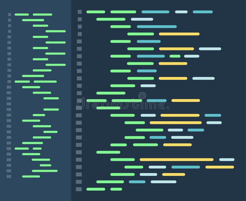 Programming And Coding Concept Code On The Screen Laptop Vector Illustration In A Flat Style