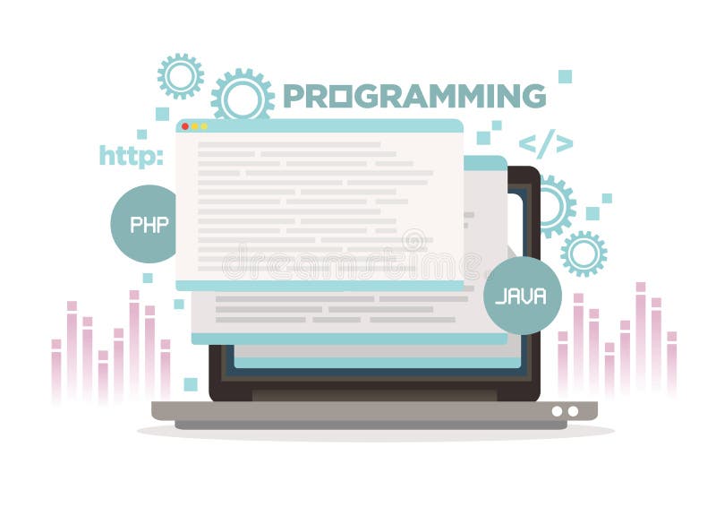 Programming And Coding Concept With Laptop Computer Stock Vector Illustration Of Interface