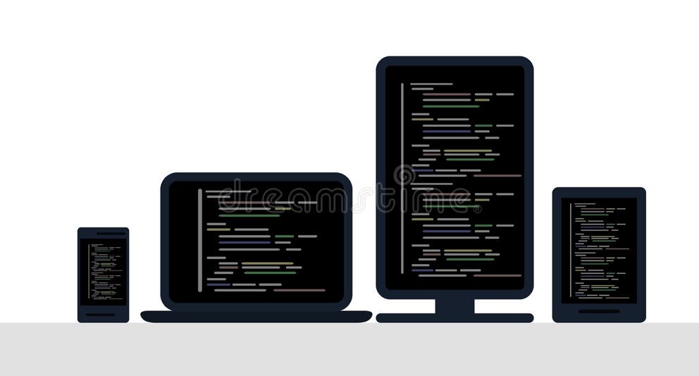 Programming and Coding Concept, Website Development, Web Design. Flat Illustration Stock Vector ...