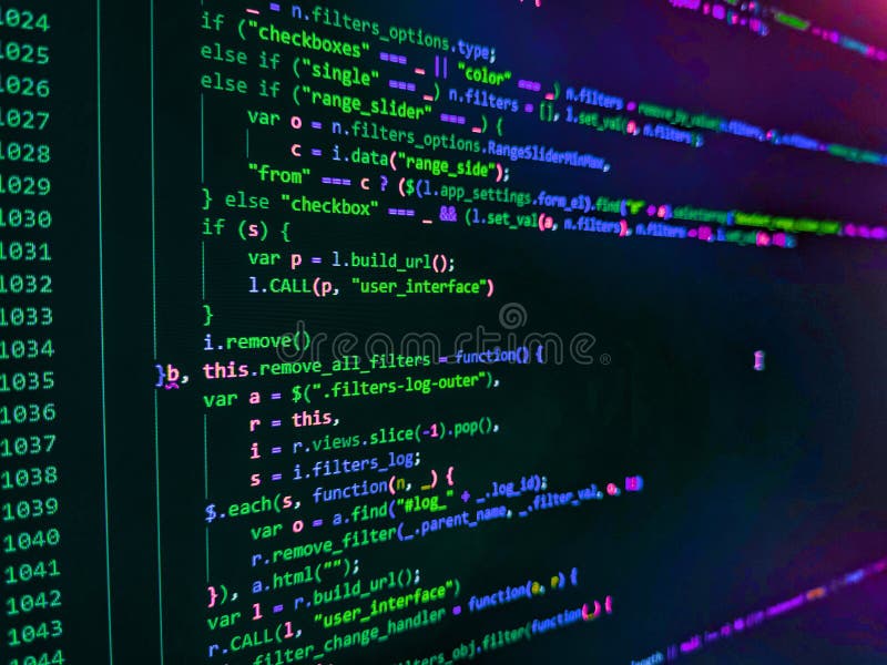 Programming Coding With Editor Colorful Themes Python Programming Developer Code Stock Image