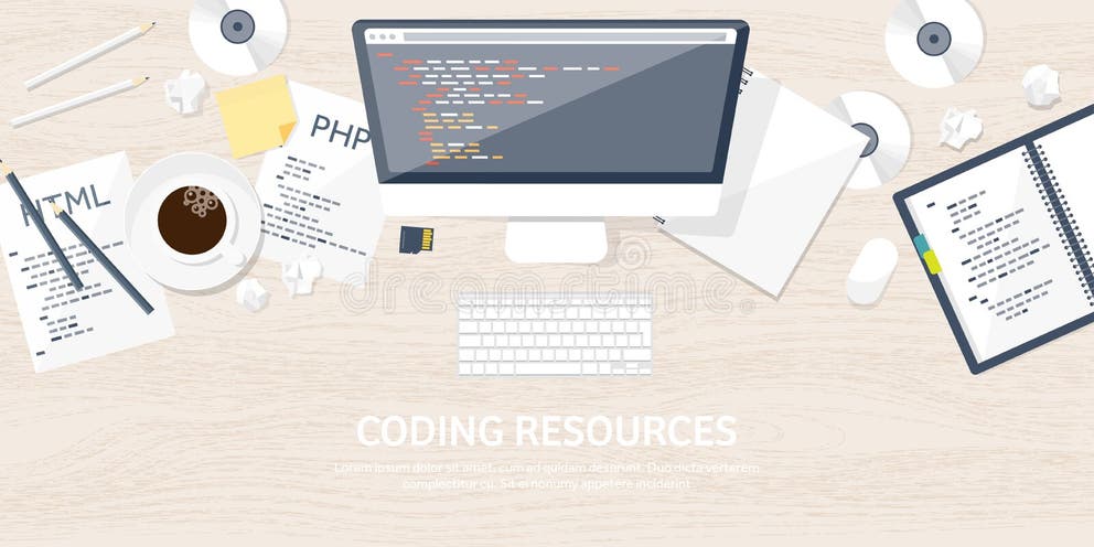 Programming and Coding Flat Computing Background. Code, Hardware ...